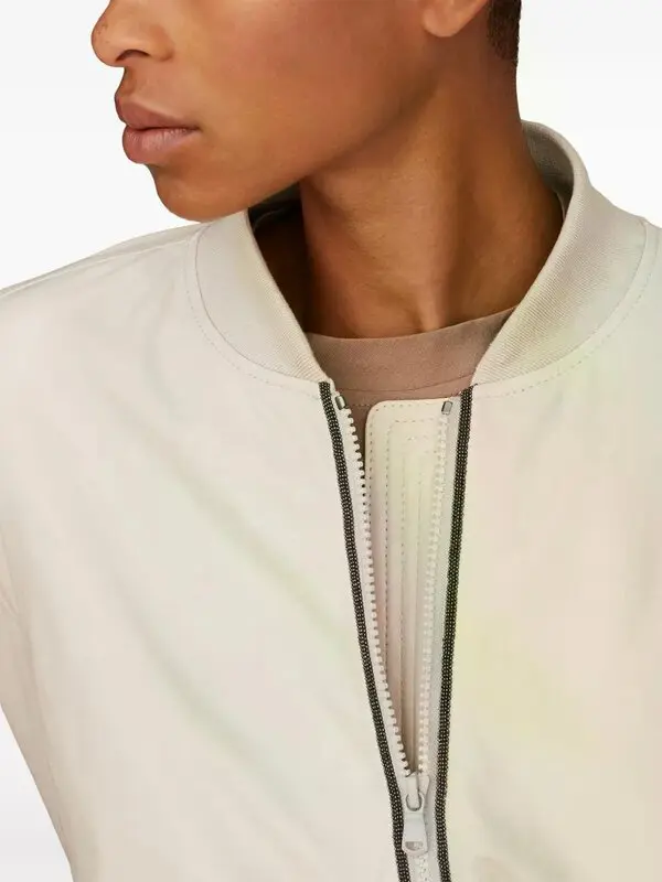Brunello Cucinelli Monili Bead-embellished Leather Bomber Jacket