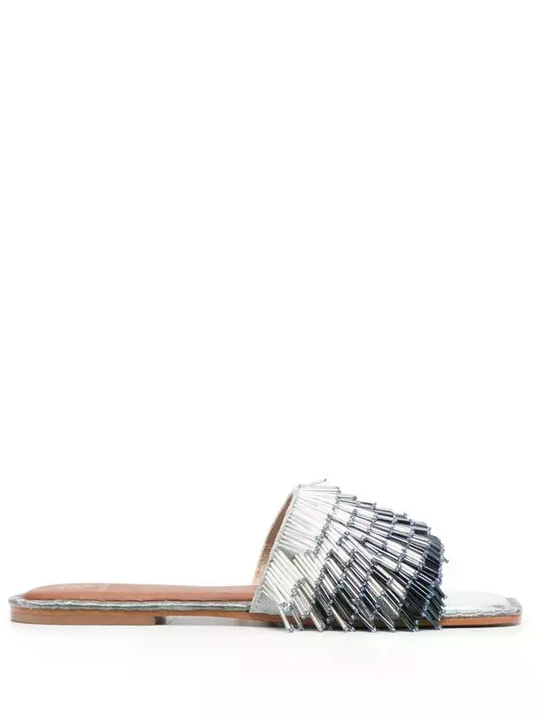 DE SIENA 15mm Beaded Slip-on Sandals - Silver