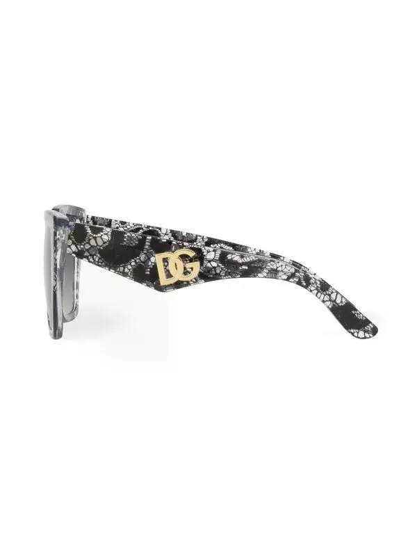 Dolce & Gabbana Lace Print Square Frame Sunglasses