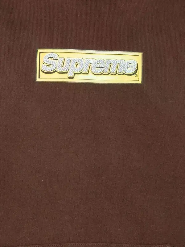 Supreme Bling Box Logo Drawstring Hoodie - Brown