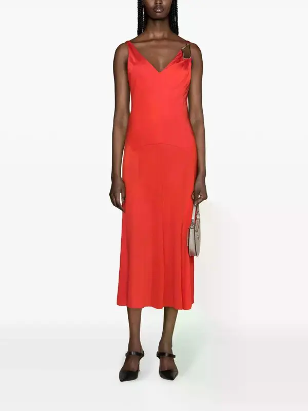 LANVIN Appliqué Detail Midi Dress - Red