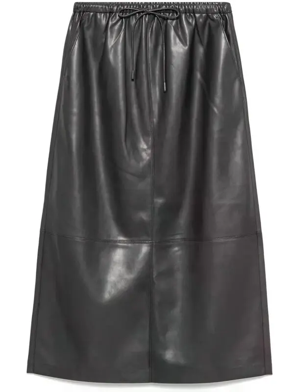 B+AB Faux-leather Panelled Midi Skirt With Drawstring Waist