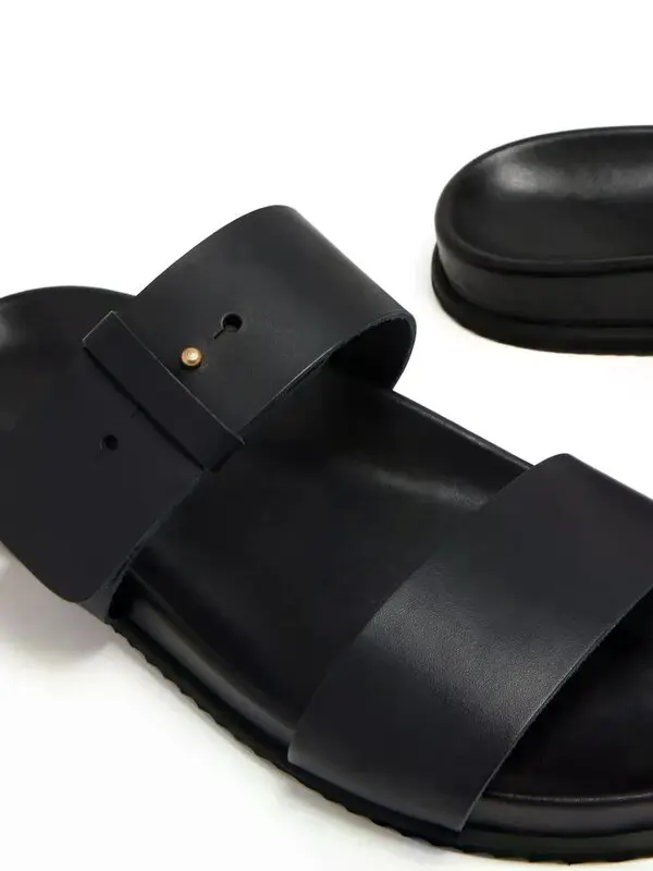 ANCIENT GREEK SANDALS Leather Flat Sandals - Black