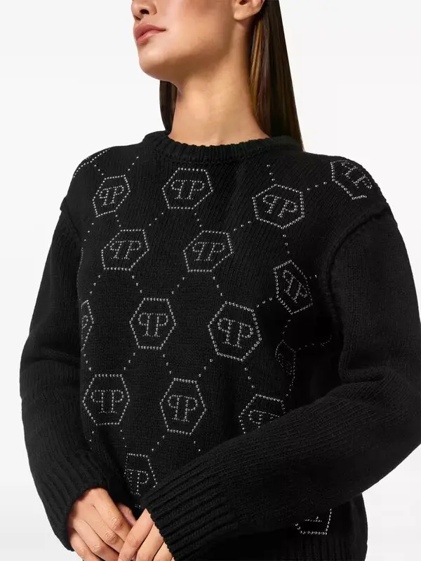 Philipp Plein Crystal Embellished Wool Blend Jumper