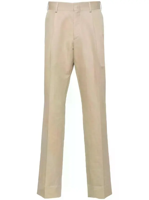 Brioni Pleated Linen-cotton Blend Tailored Trousers - Neutrals