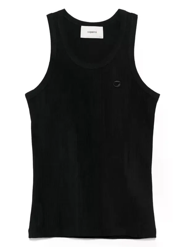 Coperni Organic Cotton Ribbed Tank Top - Black