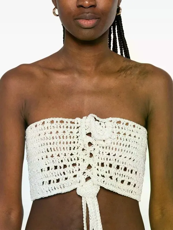 A.M.G. Knitted Crop Top - White