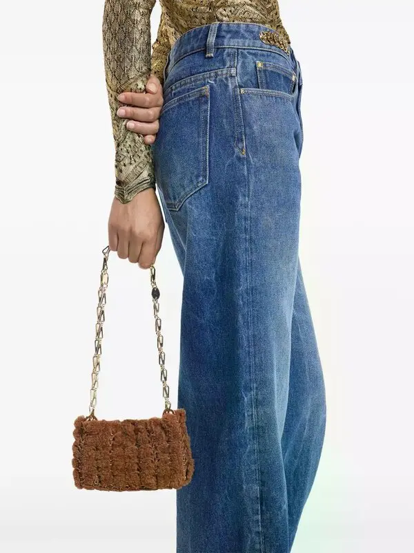 Rabanne 1969 Nano Shearling Shoulder Bag - Brown