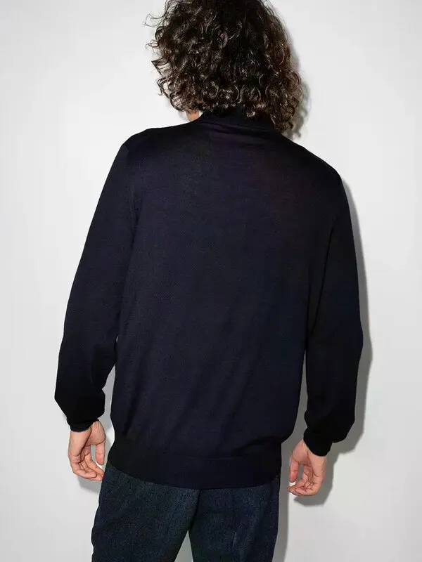 Brunello Cucinelli Knitted Long-sleeve Polo Shirt - Blue
