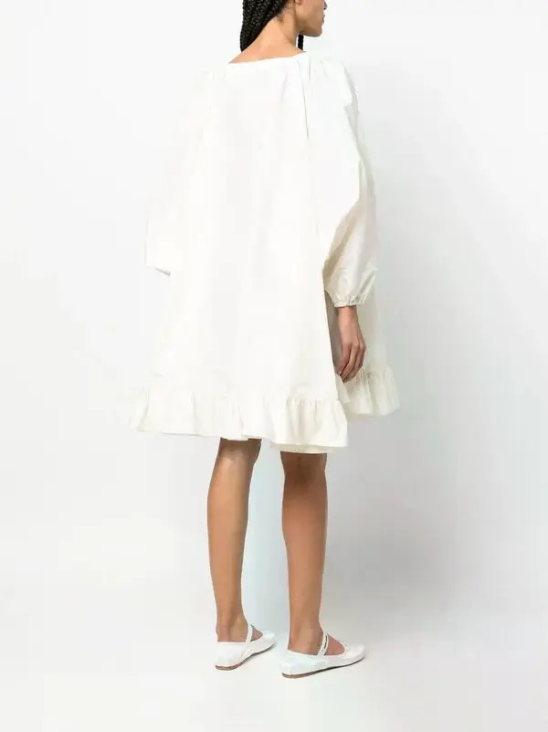PATOU Tie-neck Ruffled Mini Dress - Neutrals