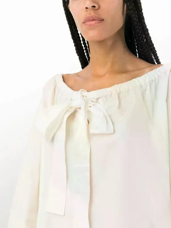 PATOU Tie-neck Ruffled Mini Dress - Neutrals
