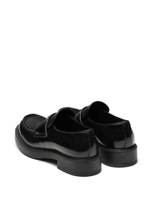Prada Logo-plaque Brushed Leather Loafers