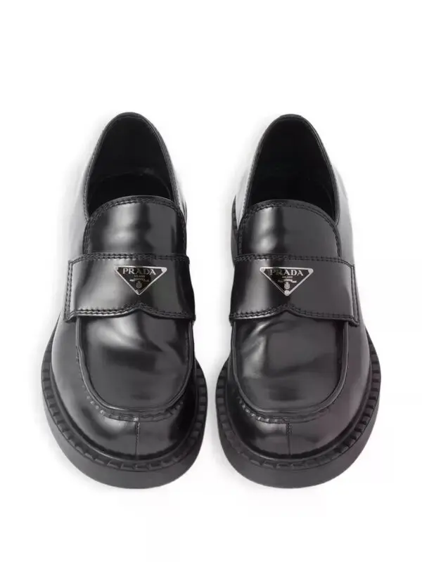 Prada Logo-plaque Brushed Leather Loafers