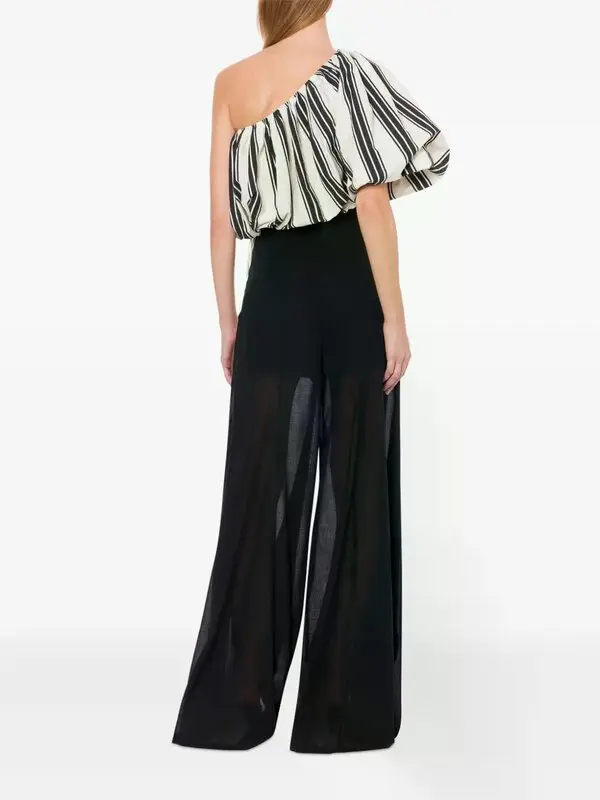 Philosophy Di Lorenzo Serafini One-shoulder Striped Top With Bishop Sleeves And Side Tie