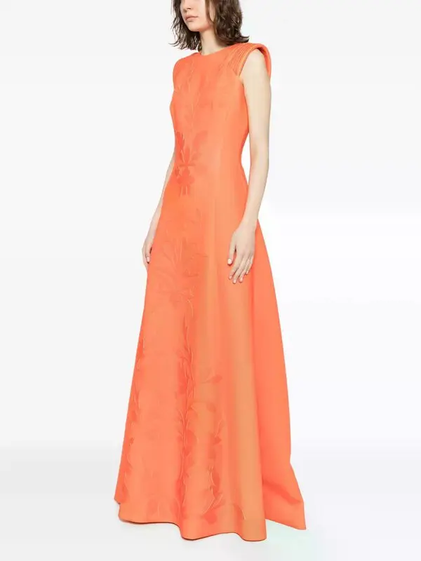 SAIID KOBEISY Floral-detail Neoprene Gown - Orange