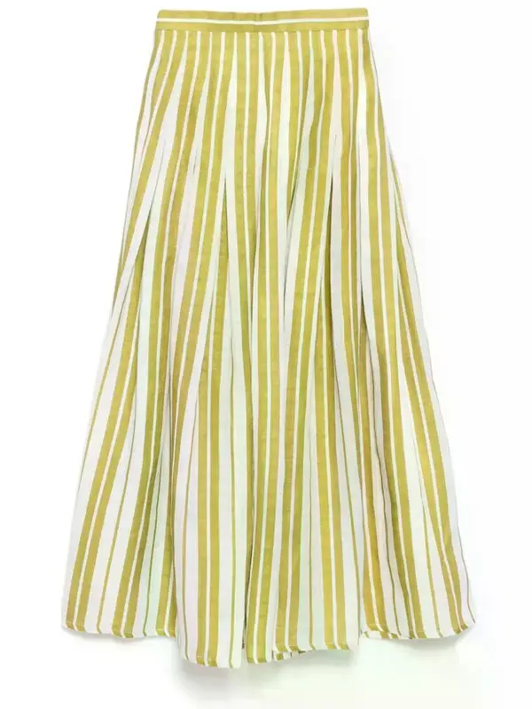 BAMBAH Striped Pleated Skirt - Green