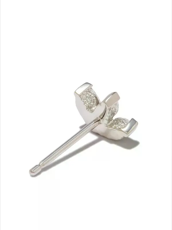 MARIA TASH 18kt White Gold Engraved Lotus Diamond Single Earring