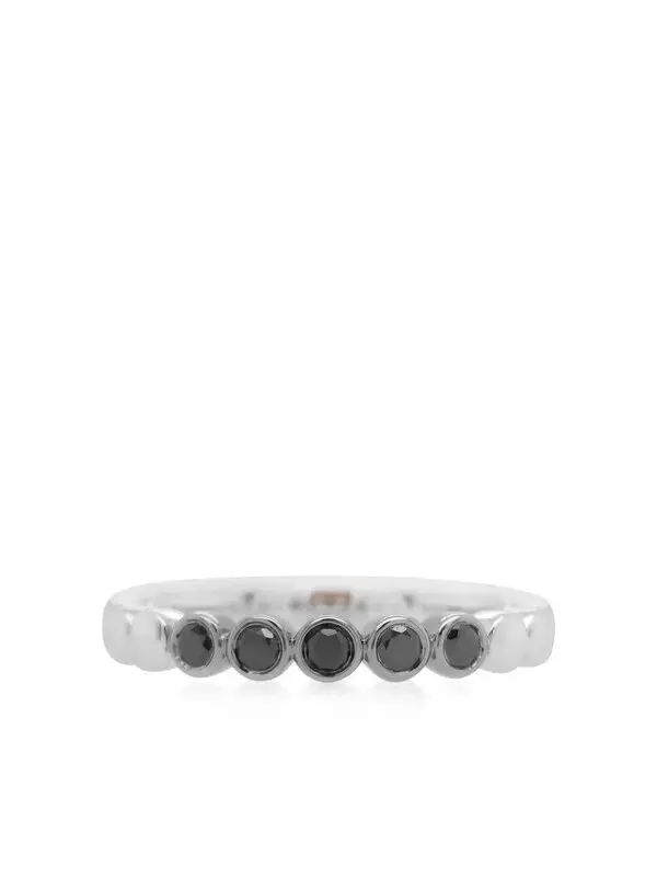 HYT JEWELRY 18kt White Gold Black Diamond Ring - Silver