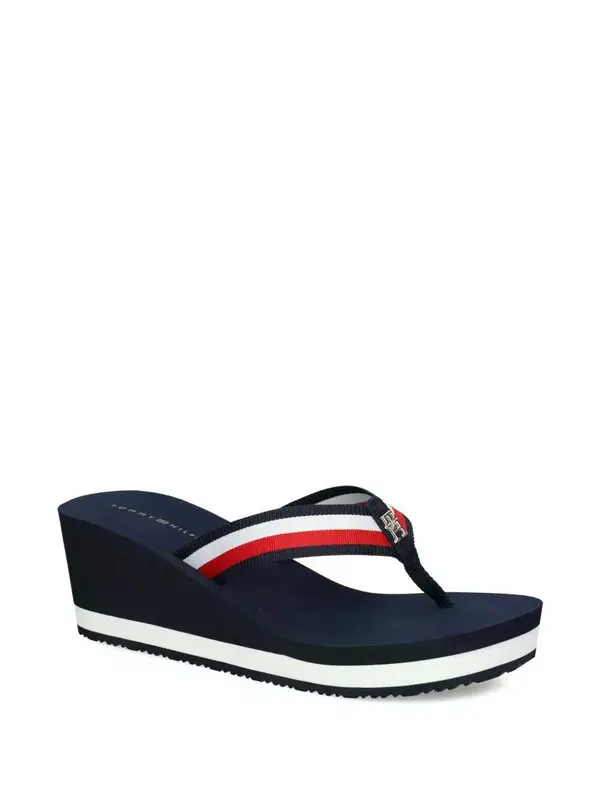 Tommy Hilfiger Signature Strap Wedge Flip-flops - Blue