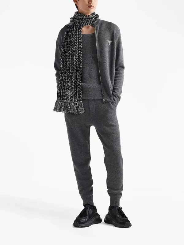 Prada Logo-embroidered Zip-up Cardigan