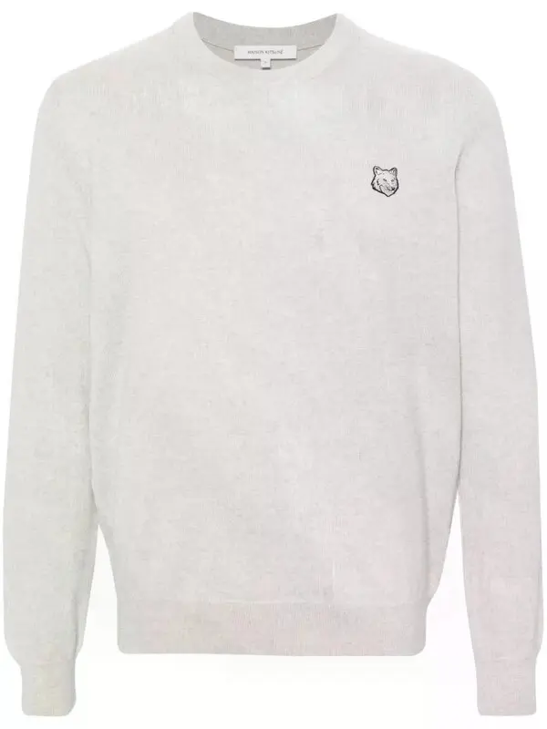 Maison Kitsuné Logo Patch Fine Knit Jumper - Grey