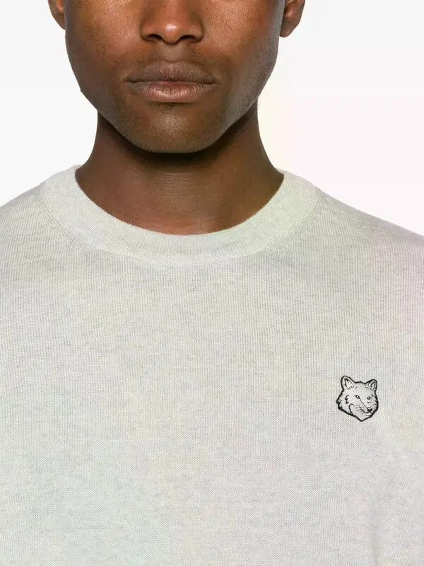 Maison Kitsuné Logo Patch Fine Knit Jumper - Grey
