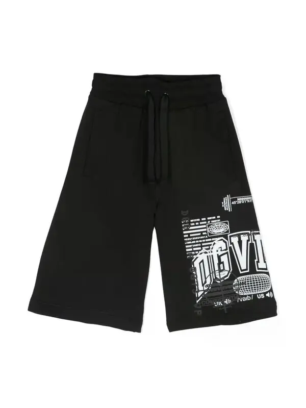 Dolce & Gabbana Print Cotton Jersey Shorts - Black