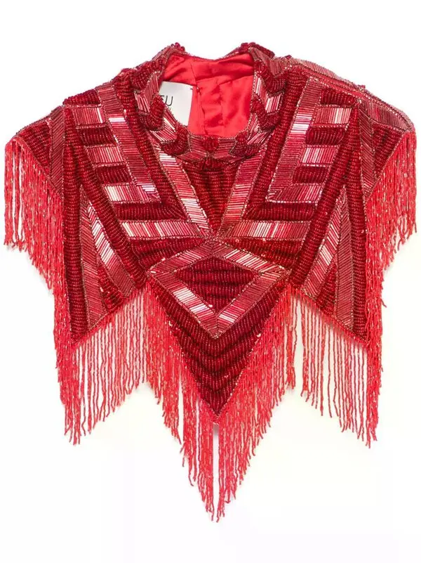 ATU BODY COUTURE Embellished Bead-detailed Top - Red
