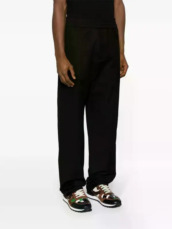 Valentino Garavani Canvas Trousers With Rubberised V Detail - Black