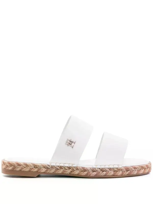 Tommy Hilfiger Logo-plaque Leather Espadrille Sandals - Neutrals