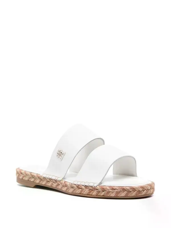 Tommy Hilfiger Logo-plaque Leather Espadrille Sandals - Neutrals