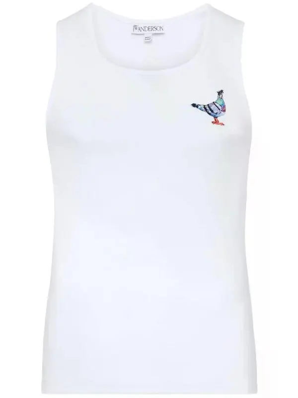 JW Anderson Pigeon Graphic Jersey Tank Top - White