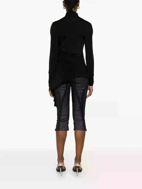 Off-White High Neck Long Sleeve Draped Mini Dress