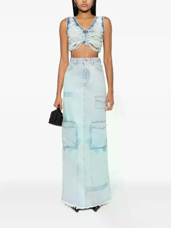 Gcds Cargo Maxi Denim Skirt
