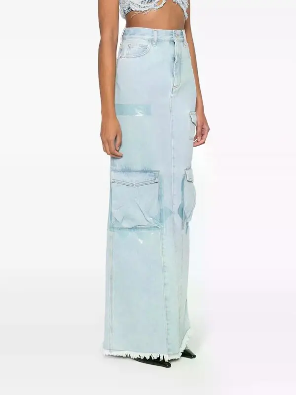 Gcds Cargo Maxi Denim Skirt