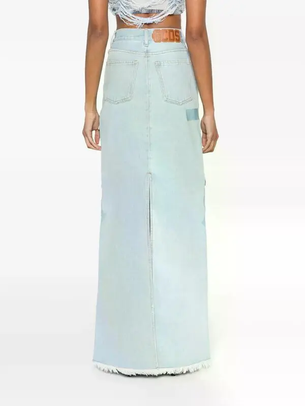 Gcds Cargo Maxi Denim Skirt