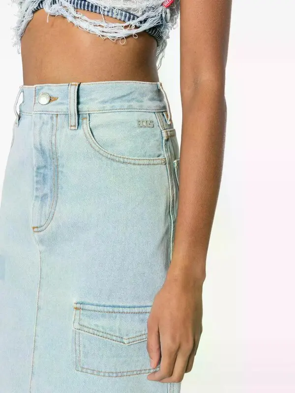 Gcds Cargo Maxi Denim Skirt