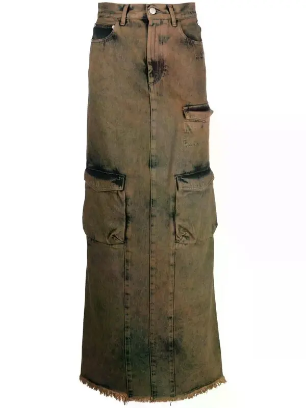 Gcds Maxi Denim Cargo Skirt