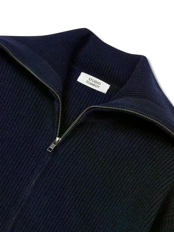 STUDIO TOMBOY Oversize Collar Zip-front Cardigan