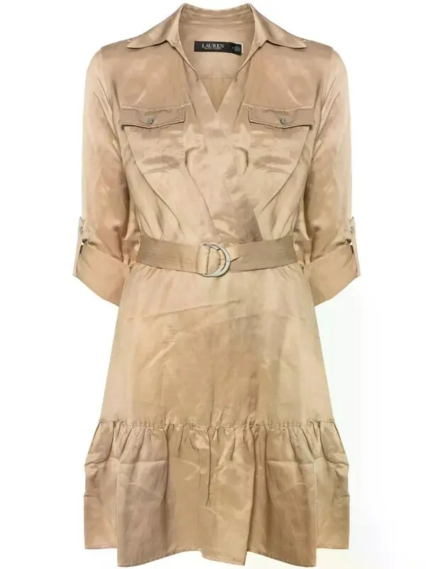 Ralph Lauren Long-sleeve Flared Hem Mini Dress - Neutrals
