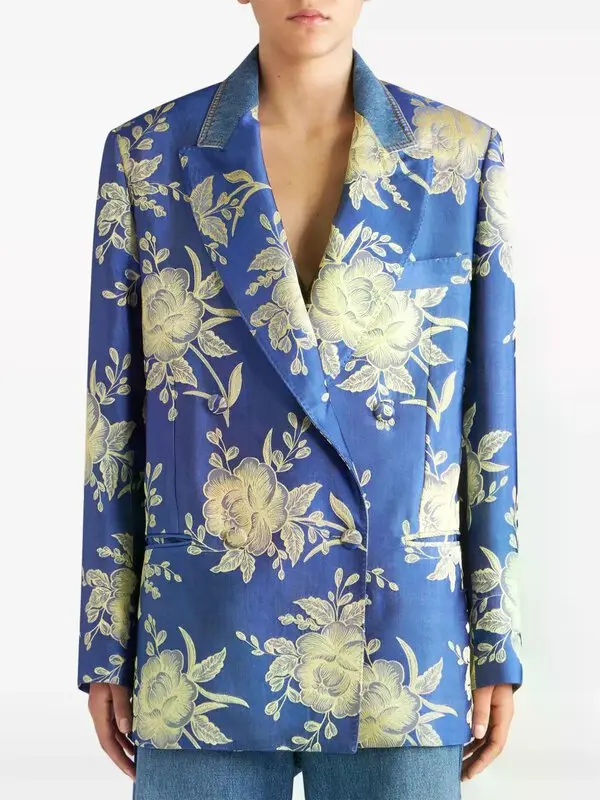 Etro Floral Jacquard Double-breasted Blazer
