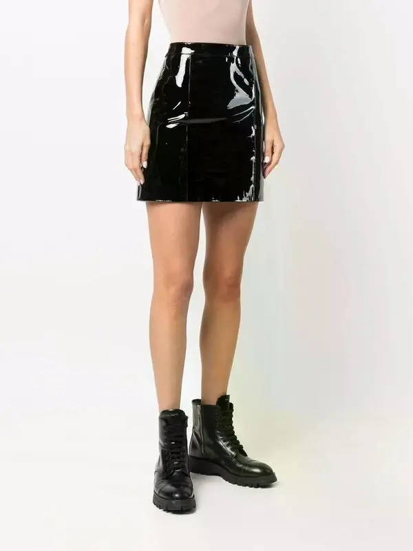 MANOKHI High-waisted Vinyl Leather Mini Skirt