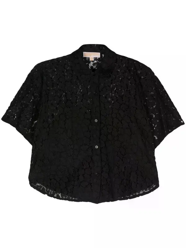 Michael Kors Leopard Corded Lace Shirt - Black