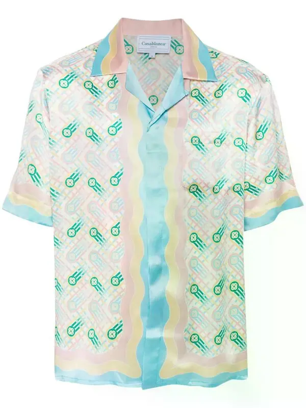 Casablanca Ping Pong Silk Shirt - Blue