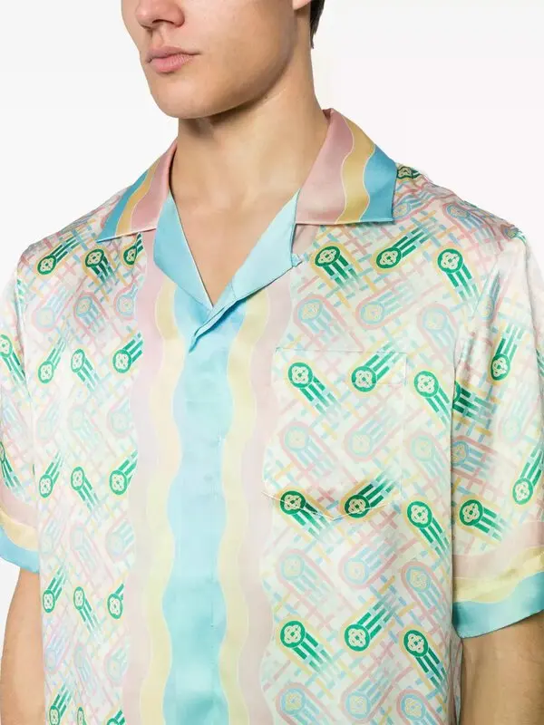 Casablanca Ping Pong Silk Shirt - Blue