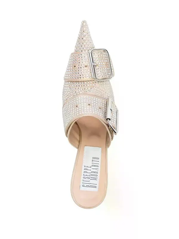 Giuseppe Di Morabito 100mm Crystal-embellished Pointed-toe Mules - Neutrals