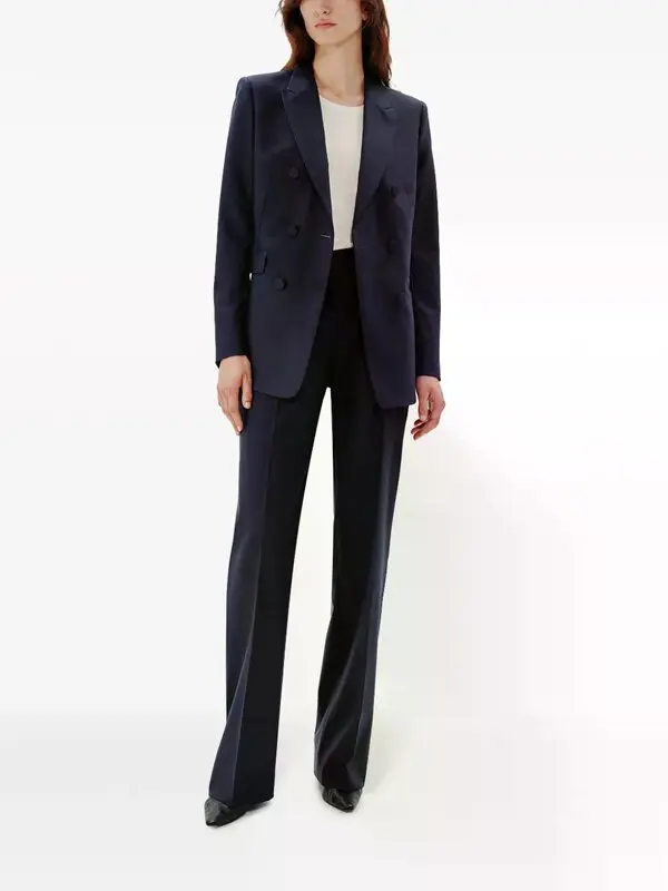 Another Tomorrow Double-breasted Merino Wool Blazer - Blue