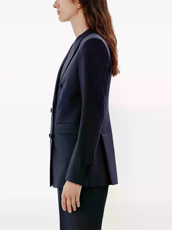 Another Tomorrow Double-breasted Merino Wool Blazer - Blue