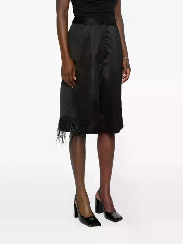 ALMAZ Tailored Shorts With Feather Embellishment