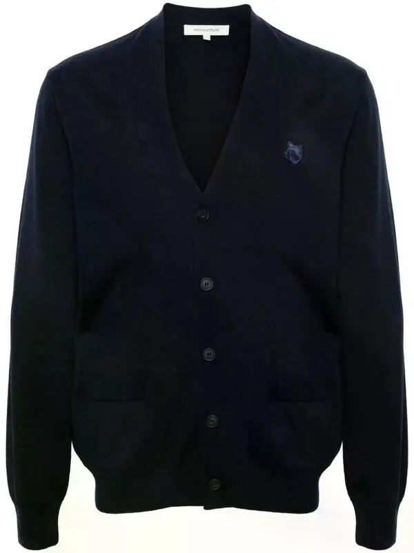 Maison Kitsuné Chillax Fox Wool Cardigan - Blue